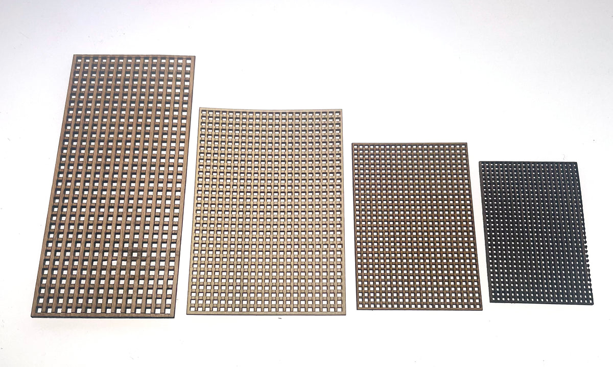 Laser cut grating in different wood types – Kolderstok